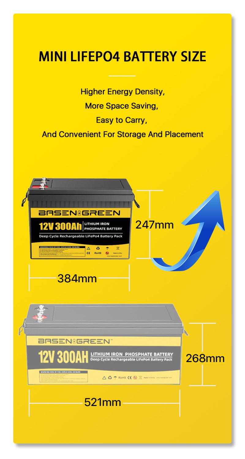 12V 300AH LiFePO4 Battery 200A BMS Bluetooth 4P4S