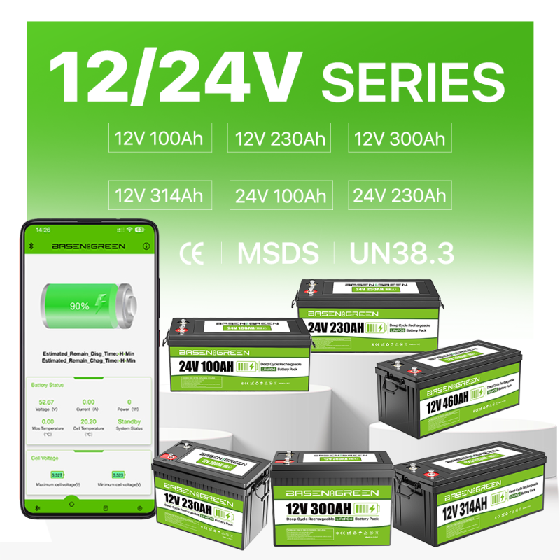 12V 314AH LiFePO4 Batería 150A BMS Bluetooth 4P4S